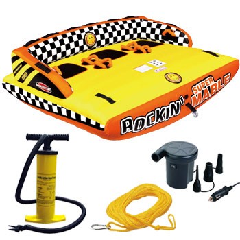 ROCKIN SUPER MABLE 4点セット ロープ+ハンドポンプ+電動ポンプ付 3人乗り SPORTSSTUFF(スポーツスタッフ ...